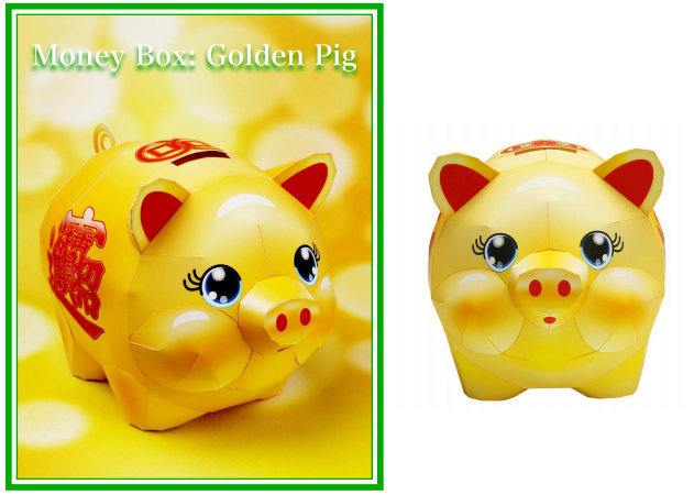 Golden Pig - Money Box - Kit168 - Shop Đồ Chơi Mô Hình Giấy Papercraft Toy