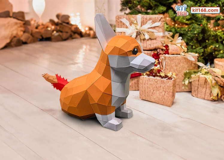 Chó Corgi con Poly - Kit168 - Shop Đồ Chơi Mô Hình Giấy Papercraft Toy