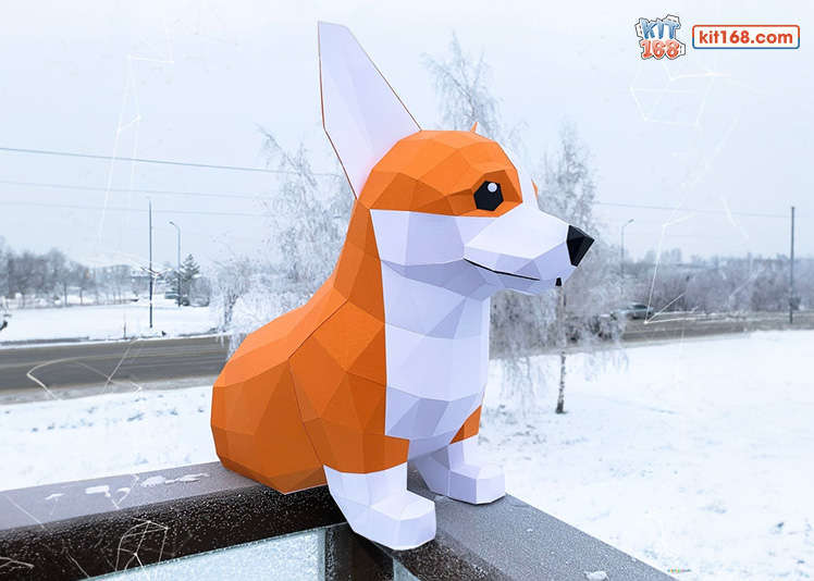 Chó Corgi con Poly - Kit168 - Shop Đồ Chơi Mô Hình Giấy Papercraft Toy