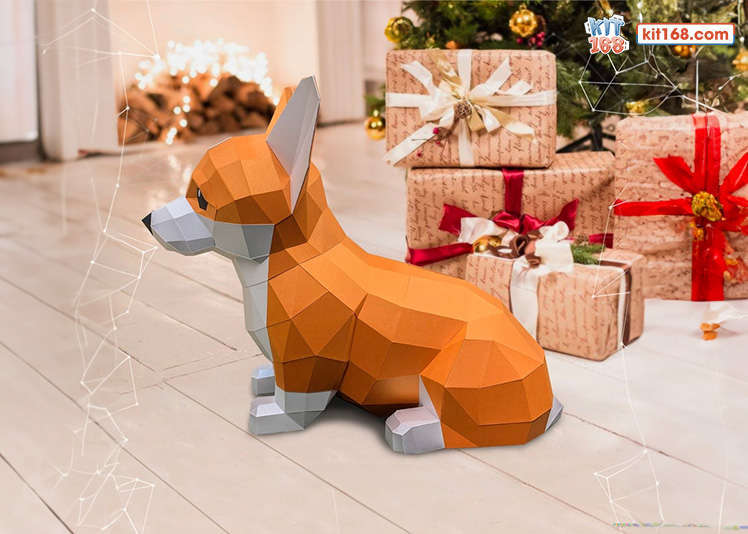 Chó Corgi con Poly - Kit168 - Shop Đồ Chơi Mô Hình Giấy Papercraft Toy