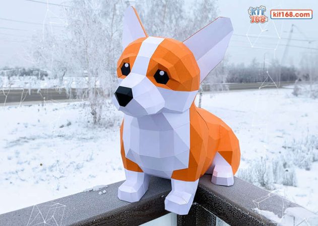 Chó Corgi con Poly - Kit168 - Shop Đồ Chơi Mô Hình Giấy Papercraft Toy
