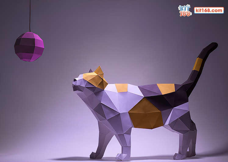 Mèo con và quả bóng - Kit168 - Shop Đồ Chơi Mô Hình Giấy Papercraft Toy